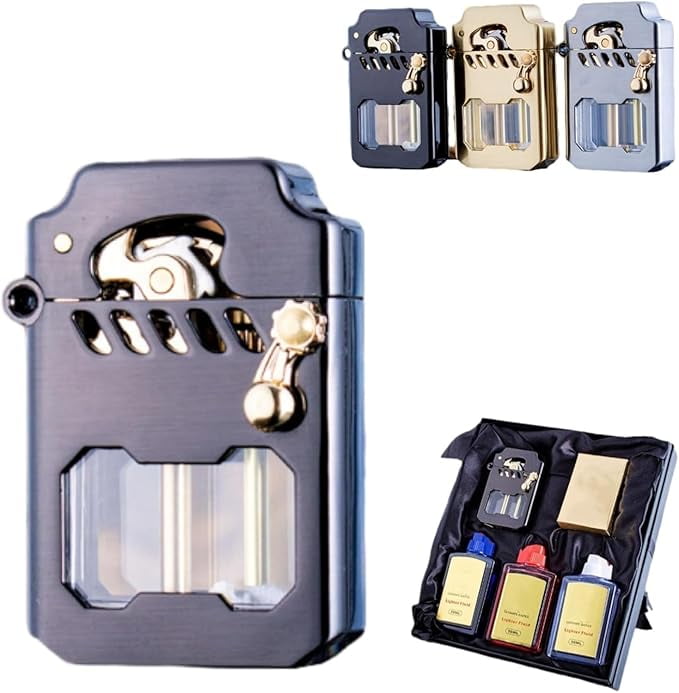 Metal Rocker Lighter, Retro Transparent Oil Tank Metal Rocker Kerosene ...