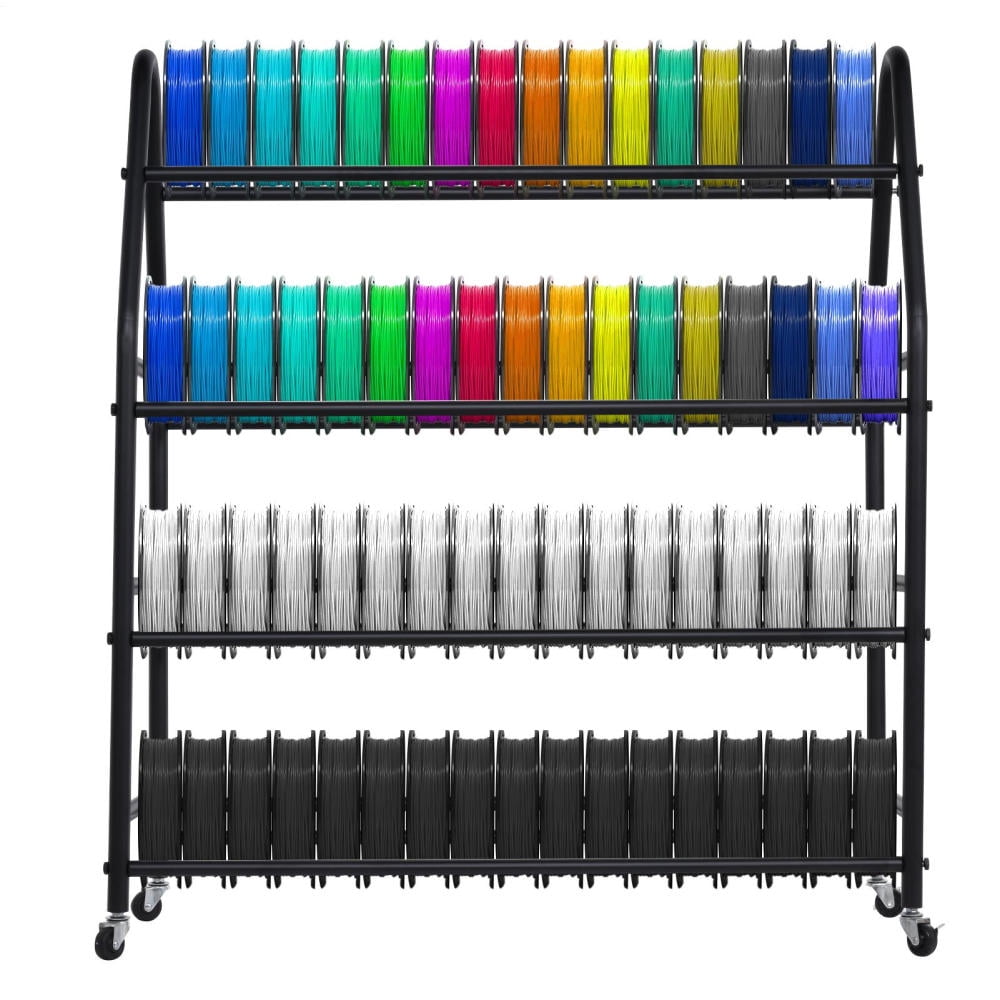 Metal Rolling Filament Rack for 3D Printing, 4-Tier Adjustable Shelves ...