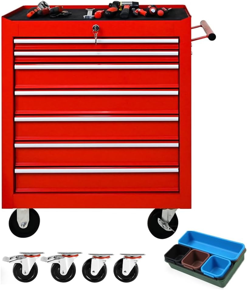 Metal Rolling Tool Box With 5 Layer Drawer Tool Box With Wheels Cart ...