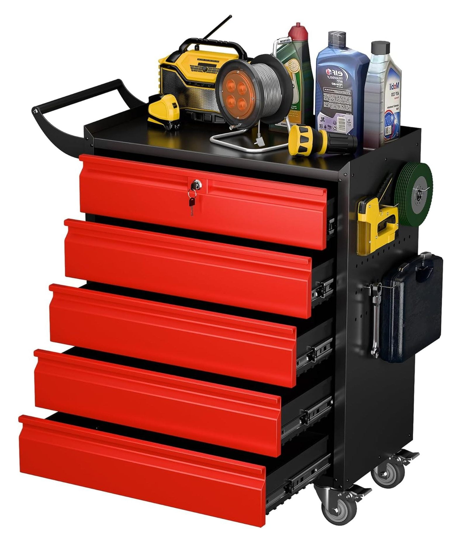 Metal Rolling Tool Chest with 5 Drawers and 4 ,Tool Storage Cabinet ...