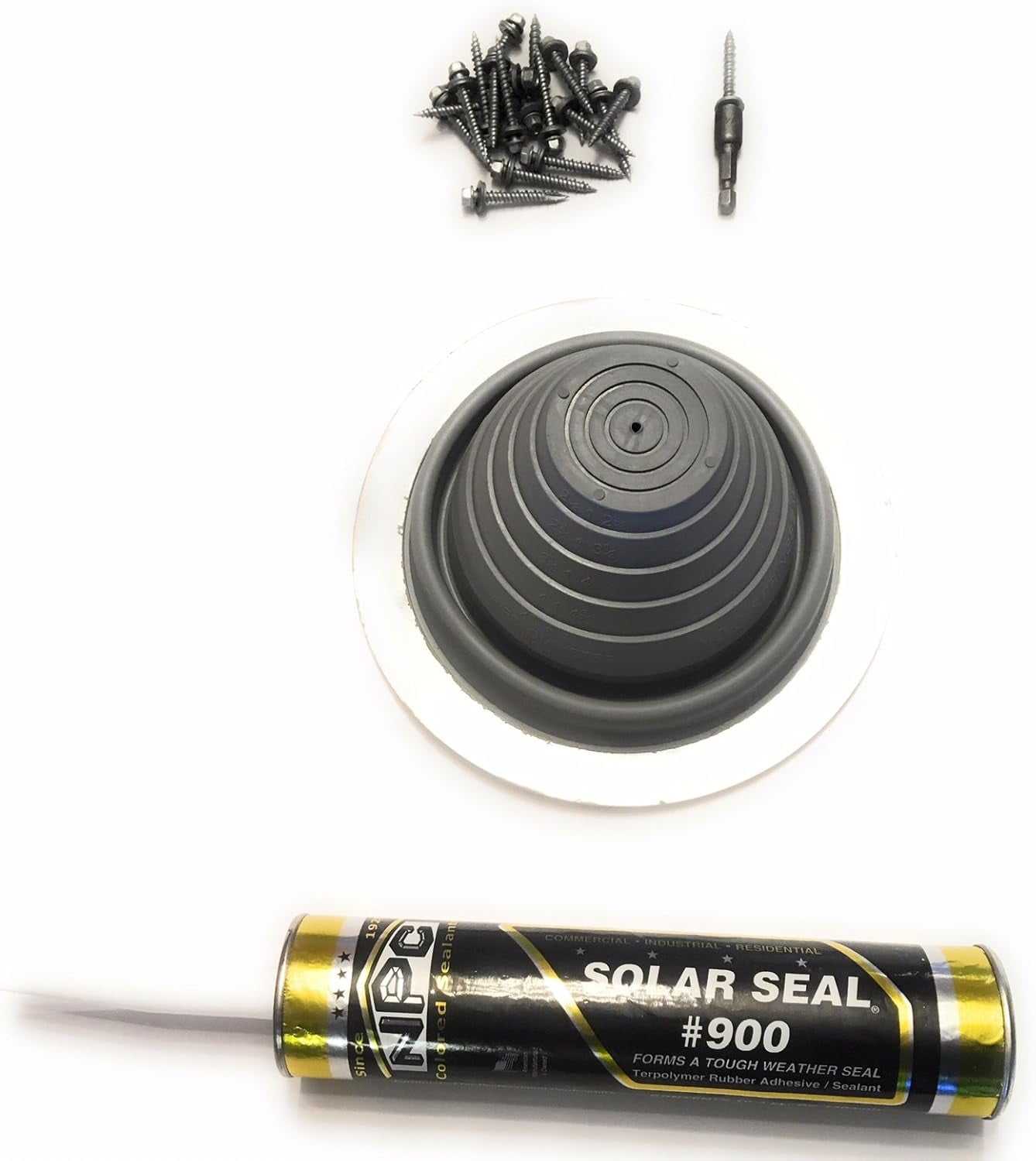 Metal Roof Pipe Boot Flashing Kit- Includes #3 Grey Pipe Boot, Tube of ...