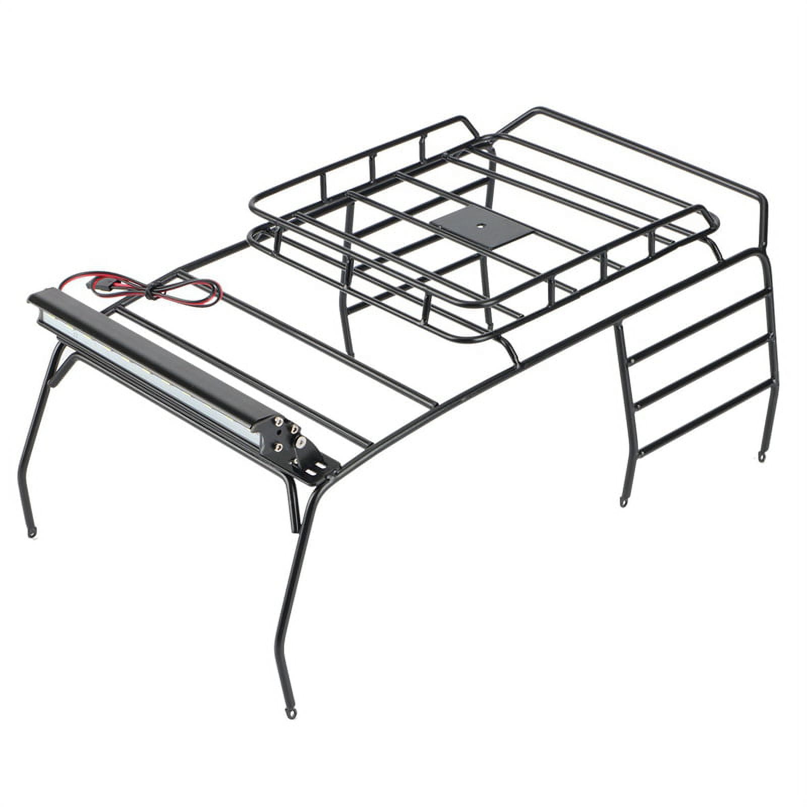Metal Roof Rack Roll Cage Luggage Tray with LED Light Bar for 1/10 RC ...