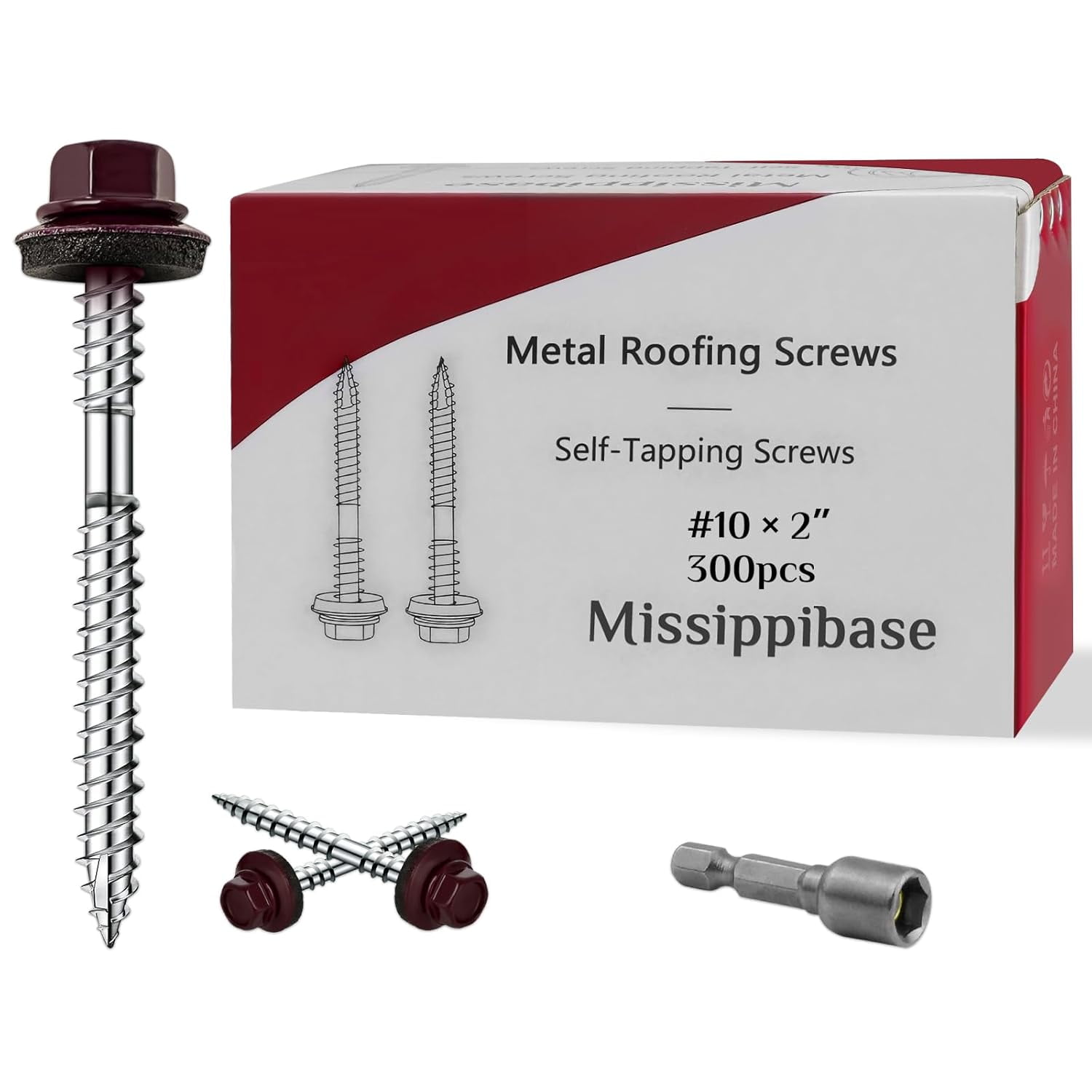 Metal Roofing Screws #10 × 2 Inch, 300 PCS,Brown Painted Hex Head Sheet Metal Roof Screws,Rubber ...