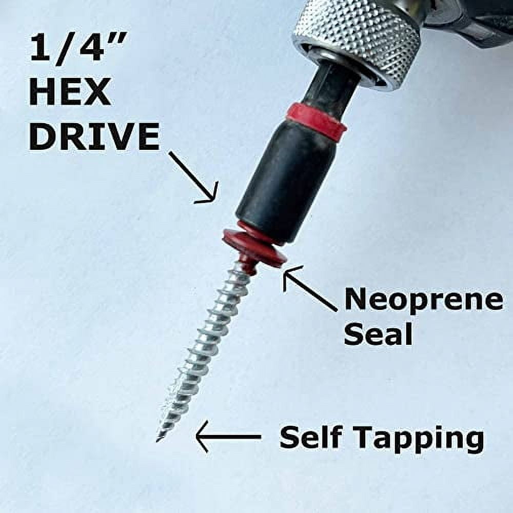 Metal Roofing Screws - #10 x 1.5” – Self Tapping ¼” Hex Head with EPDM ...