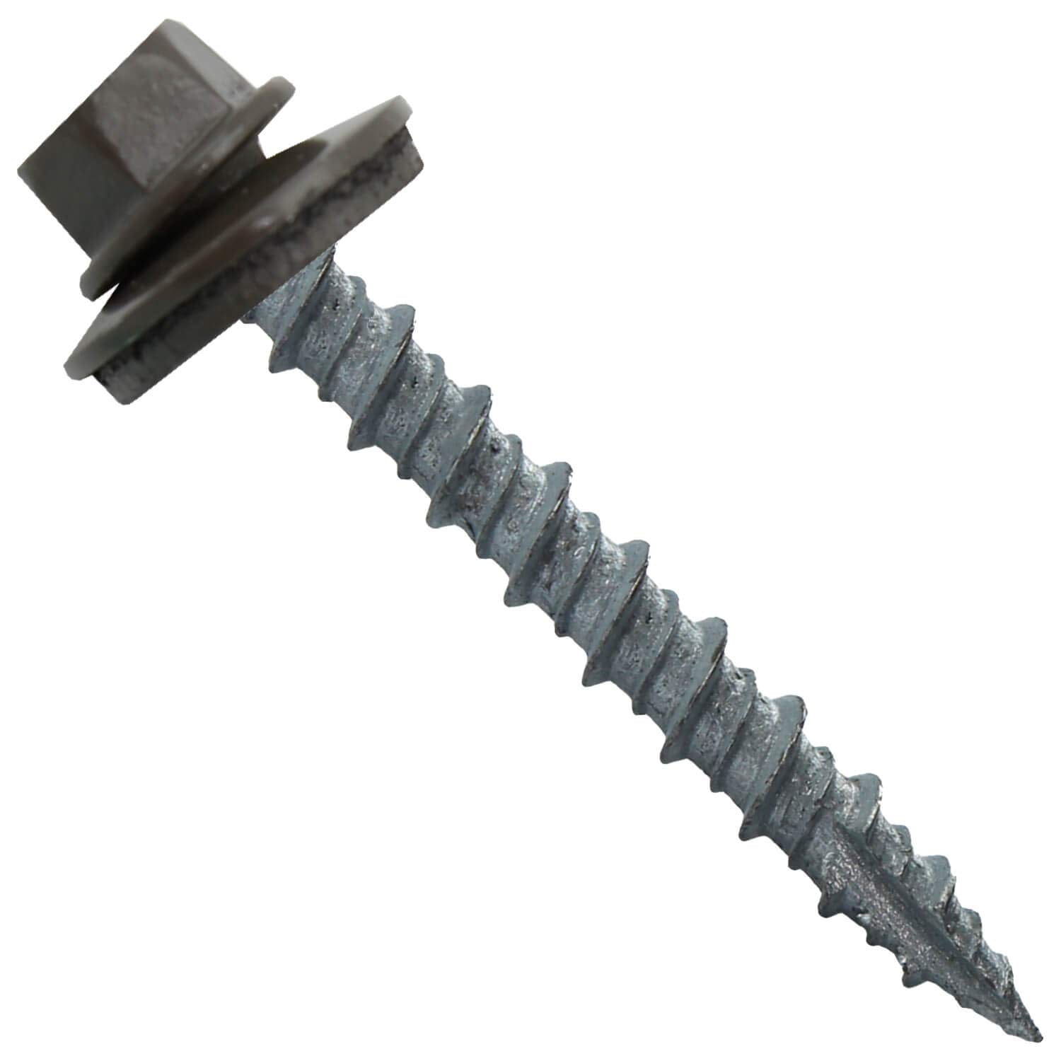 Metal Roofing Screws: (1000) 10 x 1-1/2" Antique Bronze Hex Head Sheet Metal Roof Screw. Self ...
