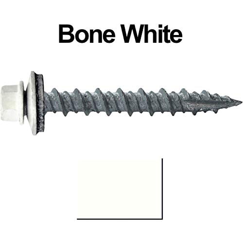 Metal Roofing Screws: (1000) 10 x 1-1/2" Bone White Hex Head Sheet ...