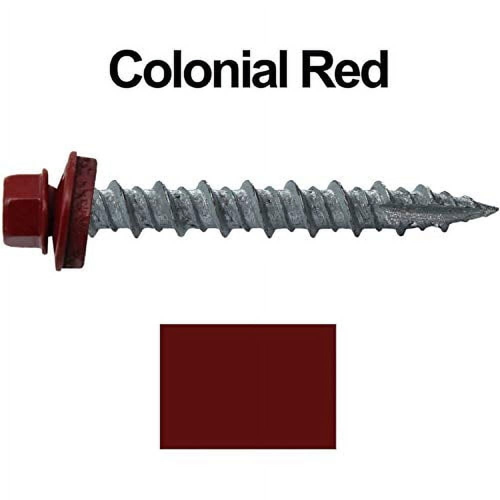 Metal Roofing Screws: (1000) 10 x 1-1/2" Colonial Red Hex Head Sheet ...