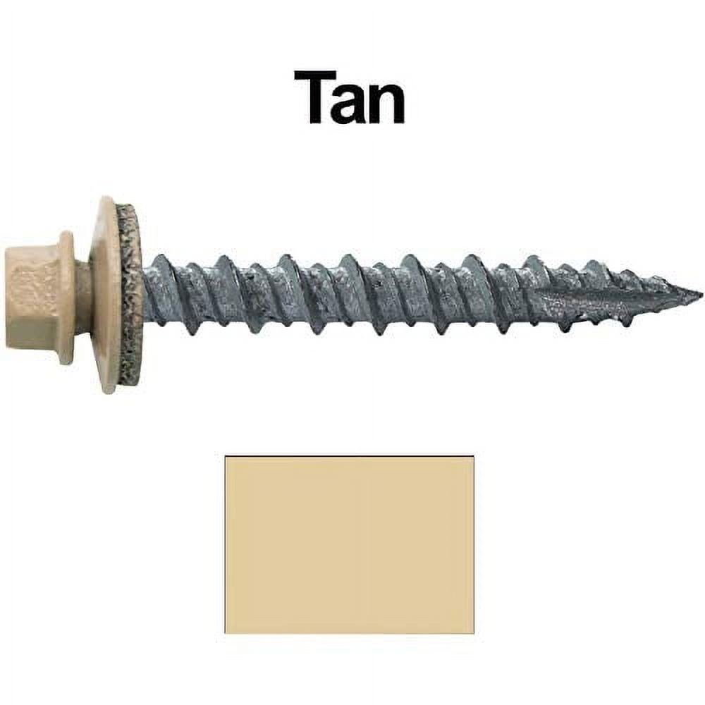 Metal Roofing Screws: (1000) 10 x 1-1/2" Tan Hex Head Sheet Metal Roof ...