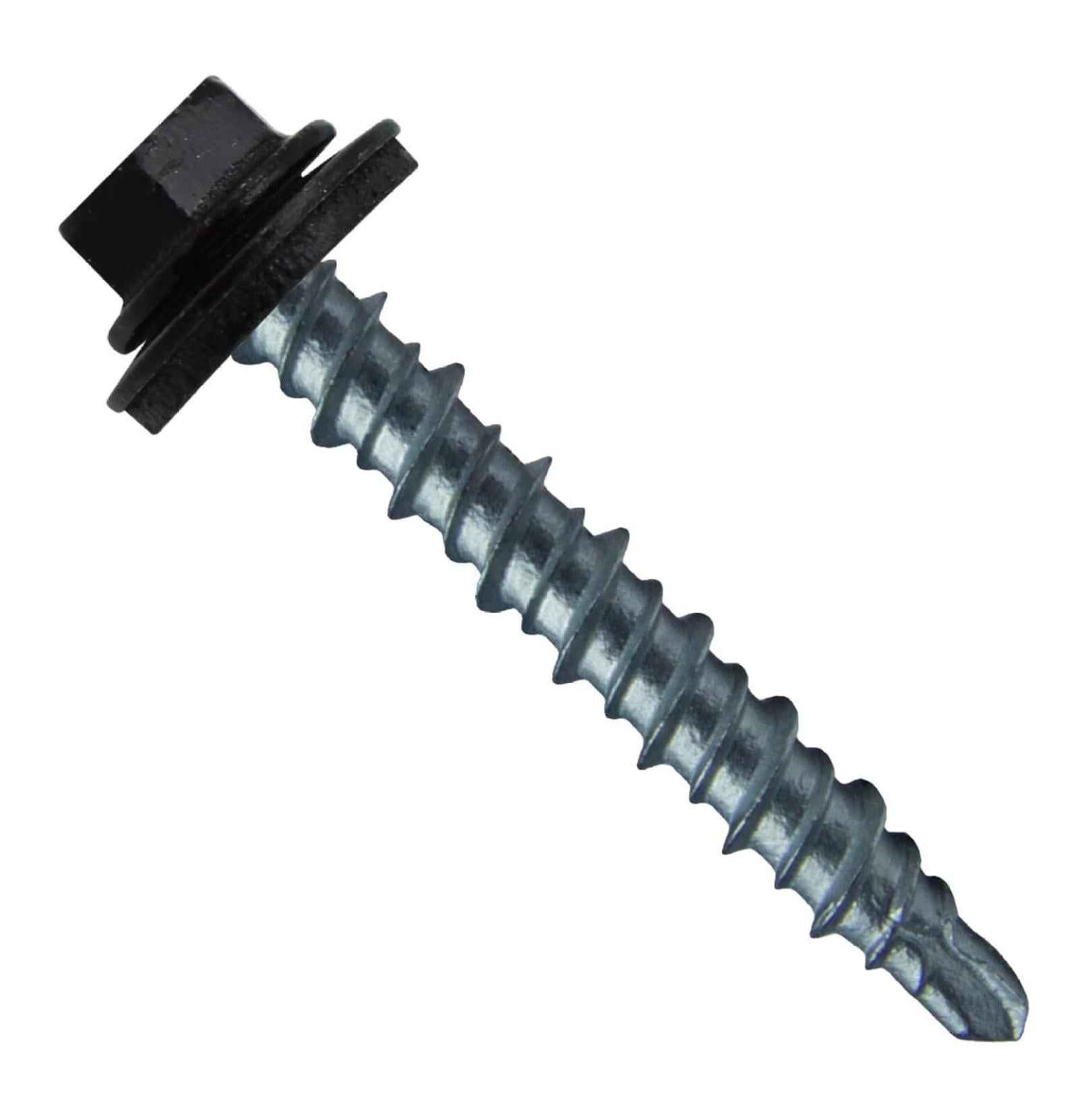 Metal Roofing Screws: (250) 10 x 1 Black Galvanized Hex Head Mini Driller Sheet Metal Roof Screw ...