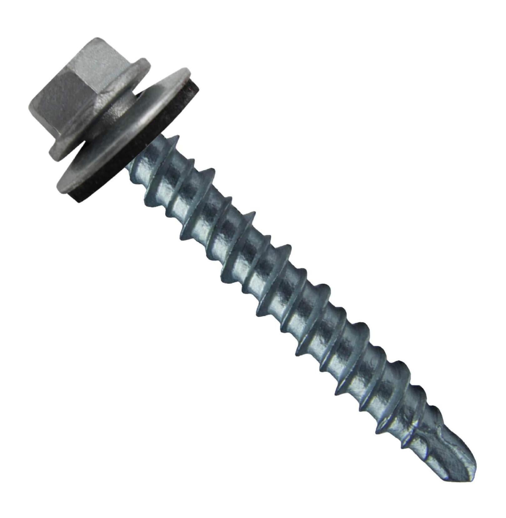 Metal Roofing Screws: (250) 10 x 1" Zinc/No Paint Galvanized Hex Head ...