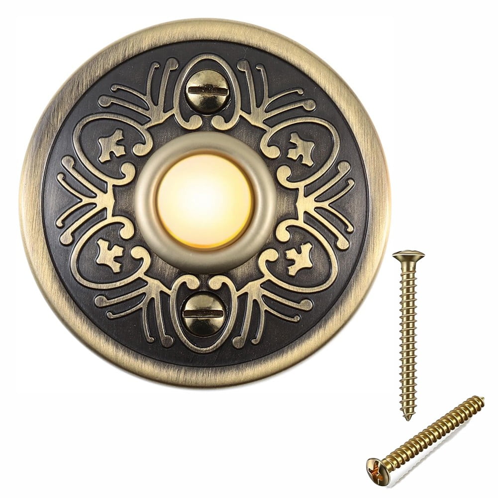 Metal Round Doorbell Push Button Bronze Wired Led Light Door Bell ...
