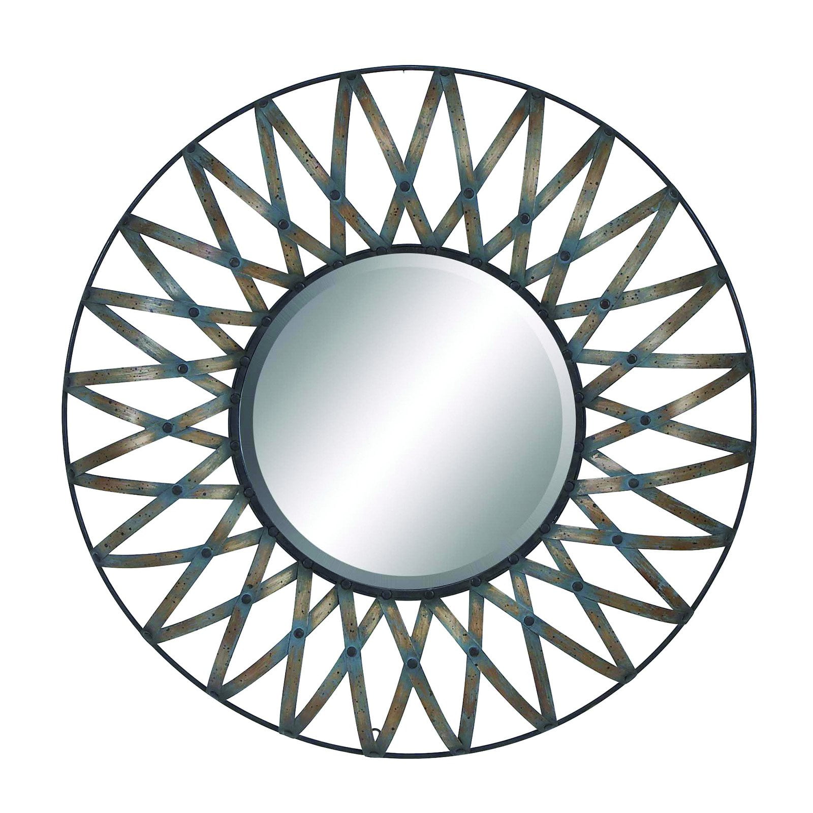 Metal Round Mirror with Radiating Circular Design - Walmart.com