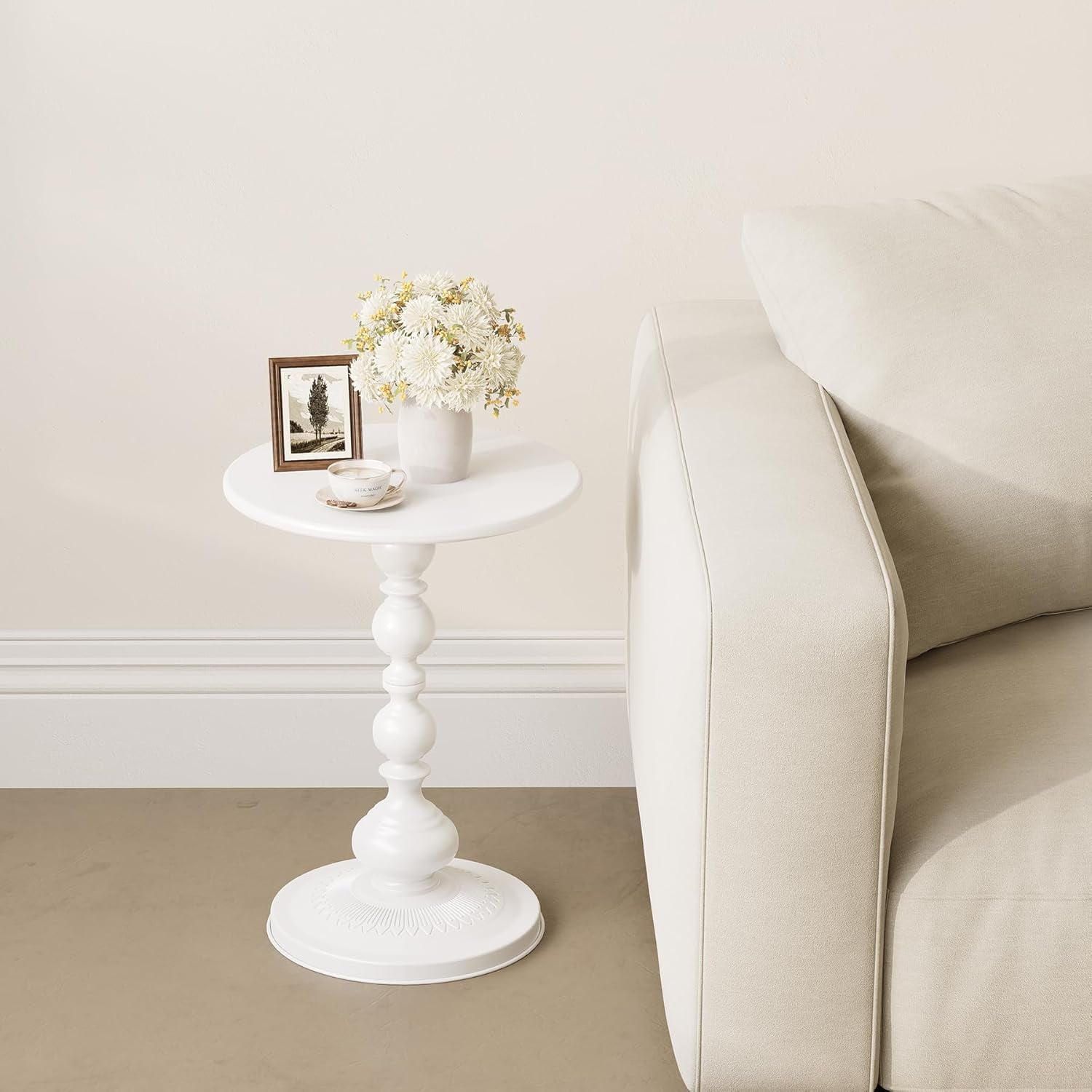 Metal Round Side Table, Small Drink Table for Small Spaces, Matte ...