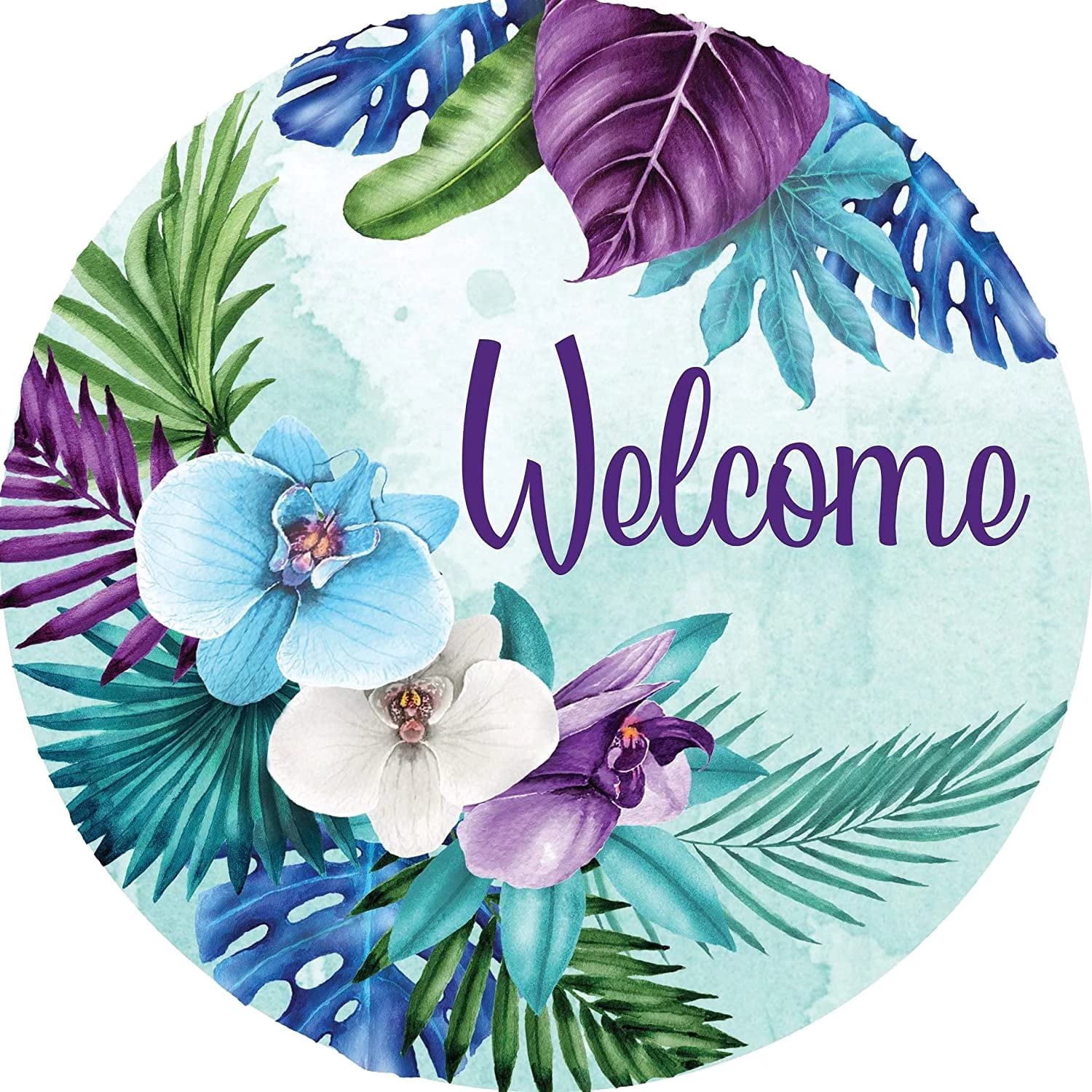 Metal Round Tin Sign Tropical Beach Summer Antique Tin Sign Rustic Wall ...