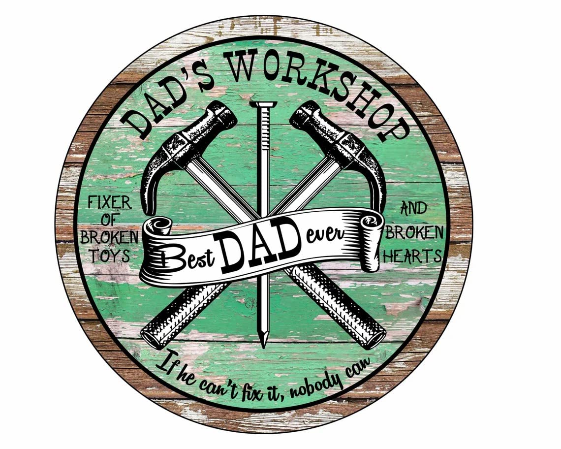 Metal Round Tin Signs Fathers Day Sign Dad Wreath Attachment Man Cave ...