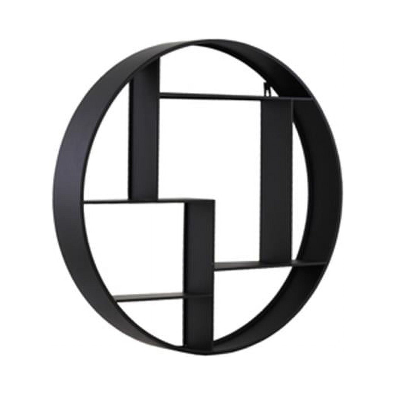 Metal Round Wall Shelf with 7 Slots & 2 Keyhole Hangers, Black ...
