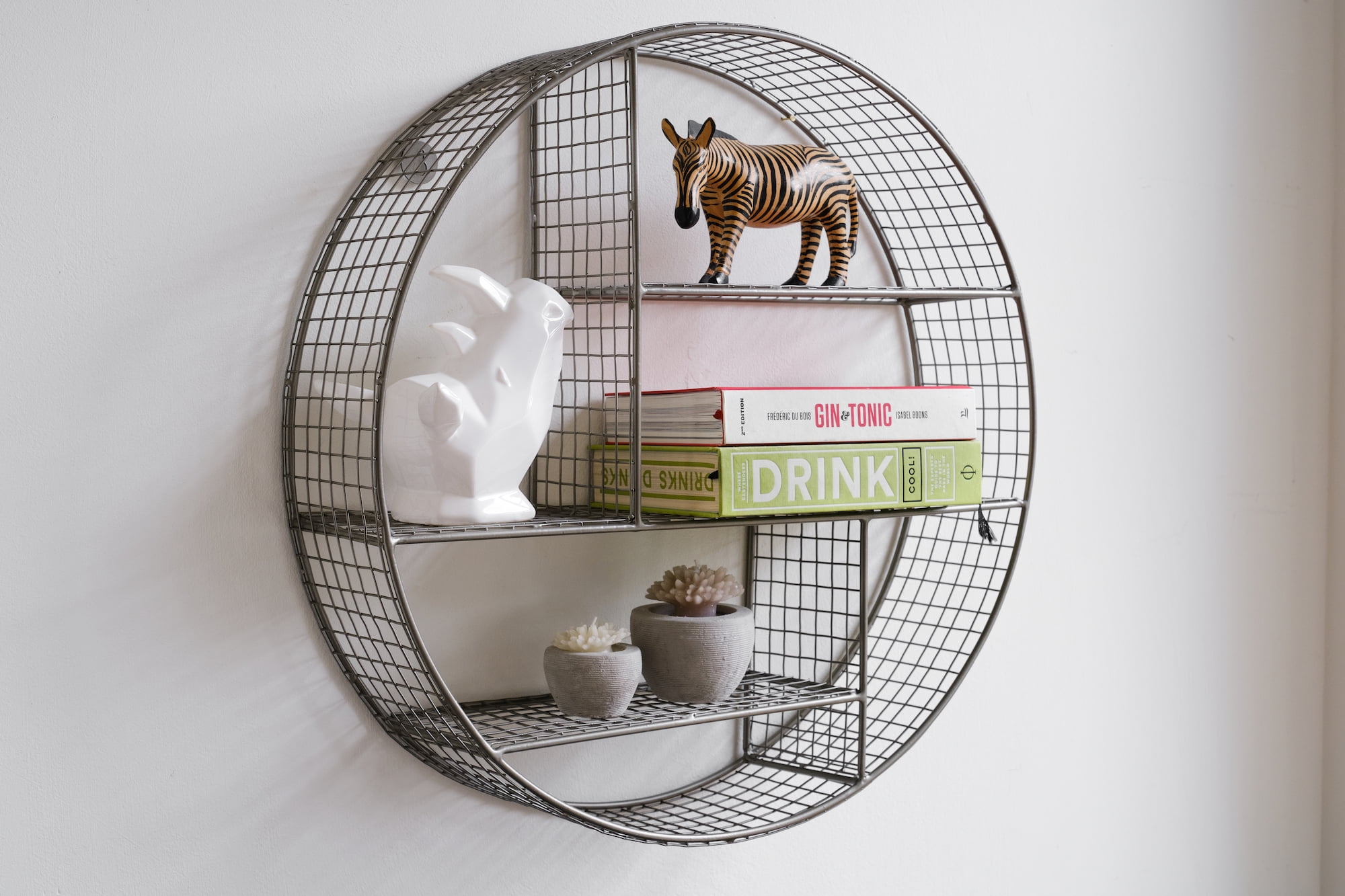 Kimisty DANTE Large Boho Rustic Circular Metal Wall Shelf for Bathroom ...