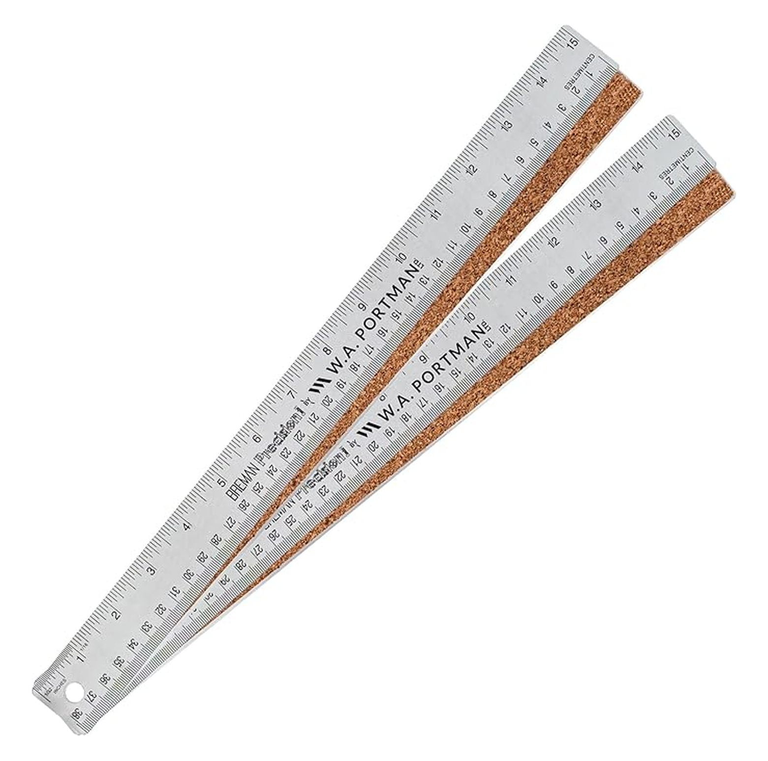 Unbranded Stainless Steel Metal Ruler with Cork Backing, 15 Inch, 2 ...