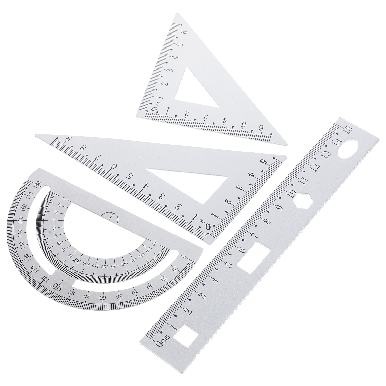 Metal Ruler Set Rulers for Kids Board Protractor Office Student Silver ...