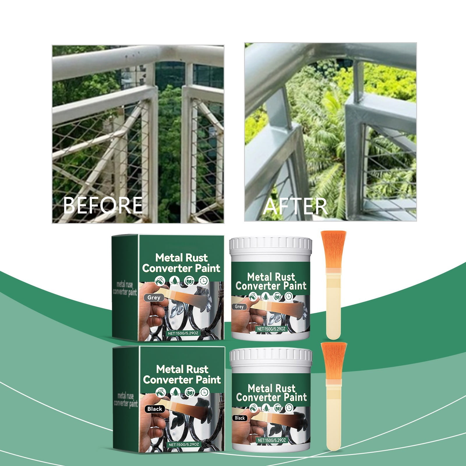 Metal Rust Conversion Paint Waterproof Rust-Proof Paint, 150g ...