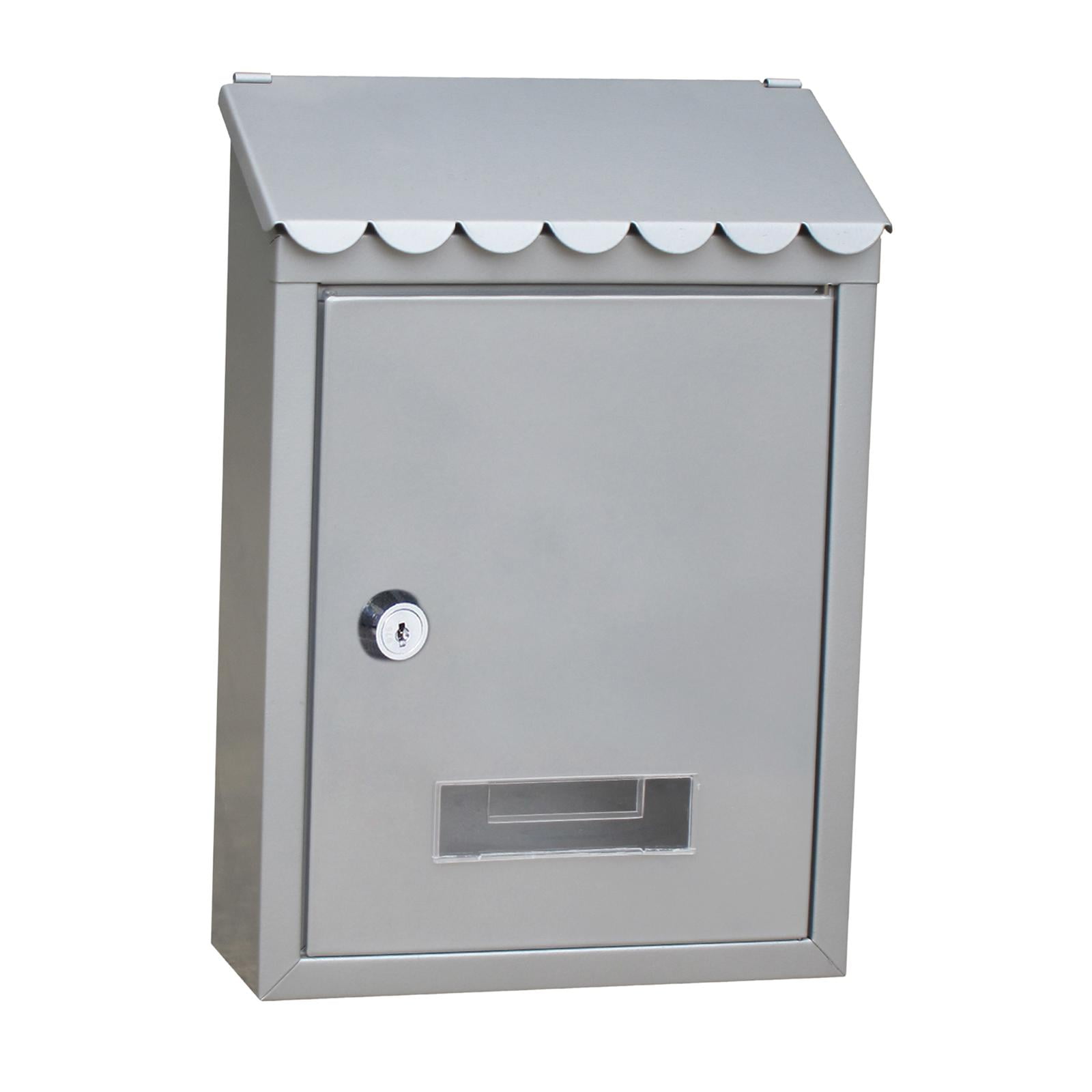 Metal Rust- Mailbox 8x2.6x12'' Post Mail Secure Lockable Mail Box ...