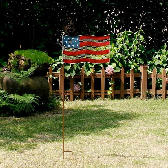 Metal American Flag Outdoor Decor
