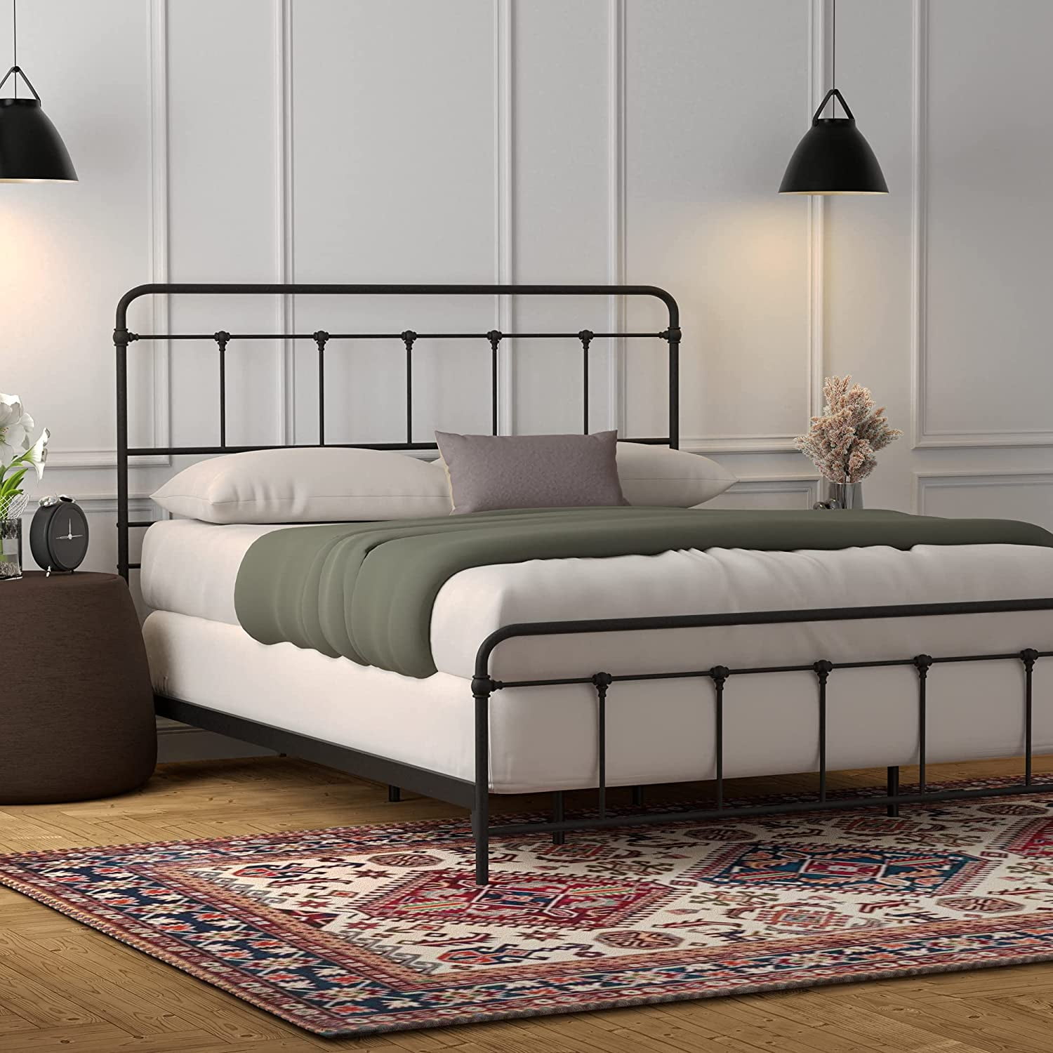 Metal SNAP Bed Frame - Carbon Steel with Rustic Pewter Finish Folding ...