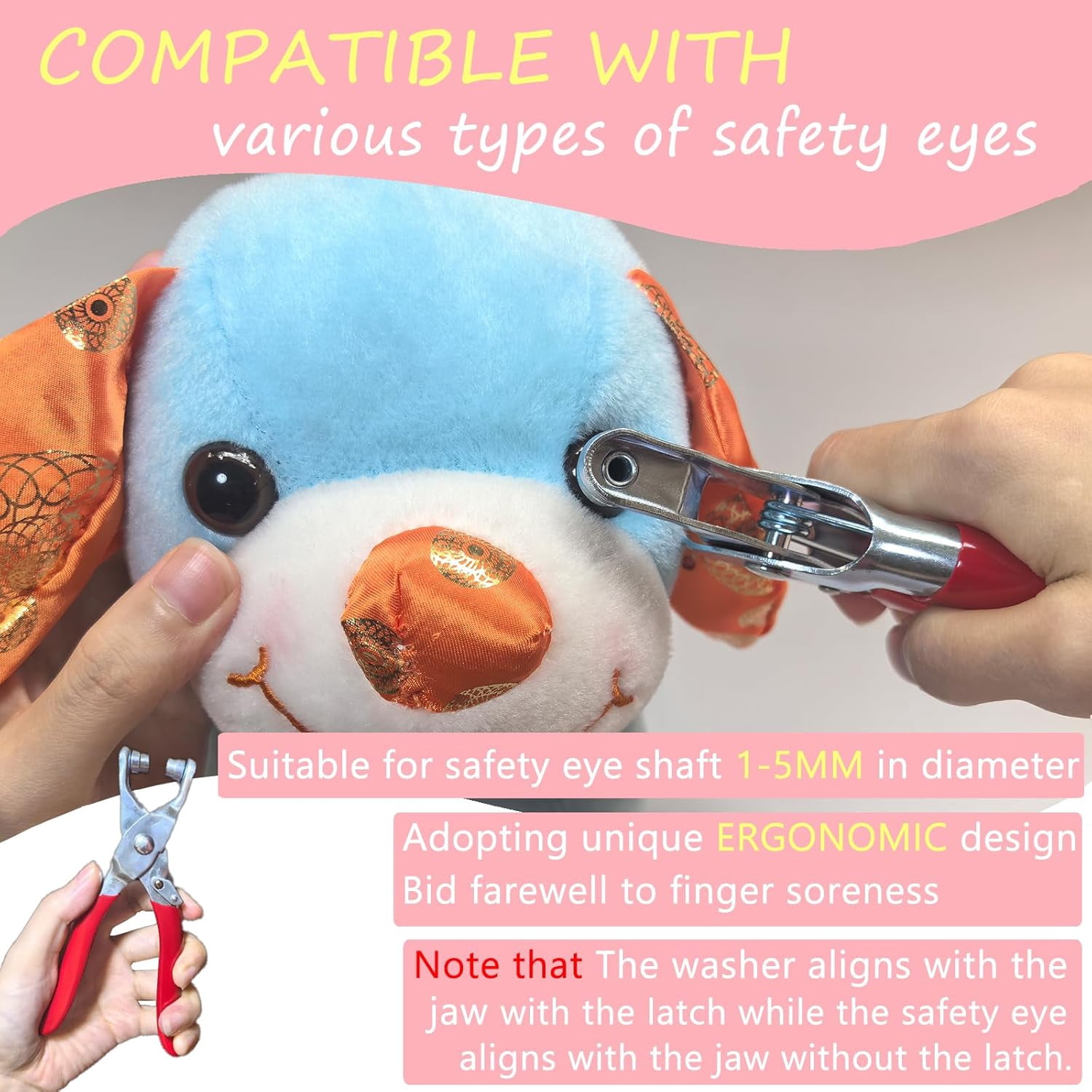 Metal Safety Eye Tool, Crochet Tools for Attaching Crochet Safety Eyes ...