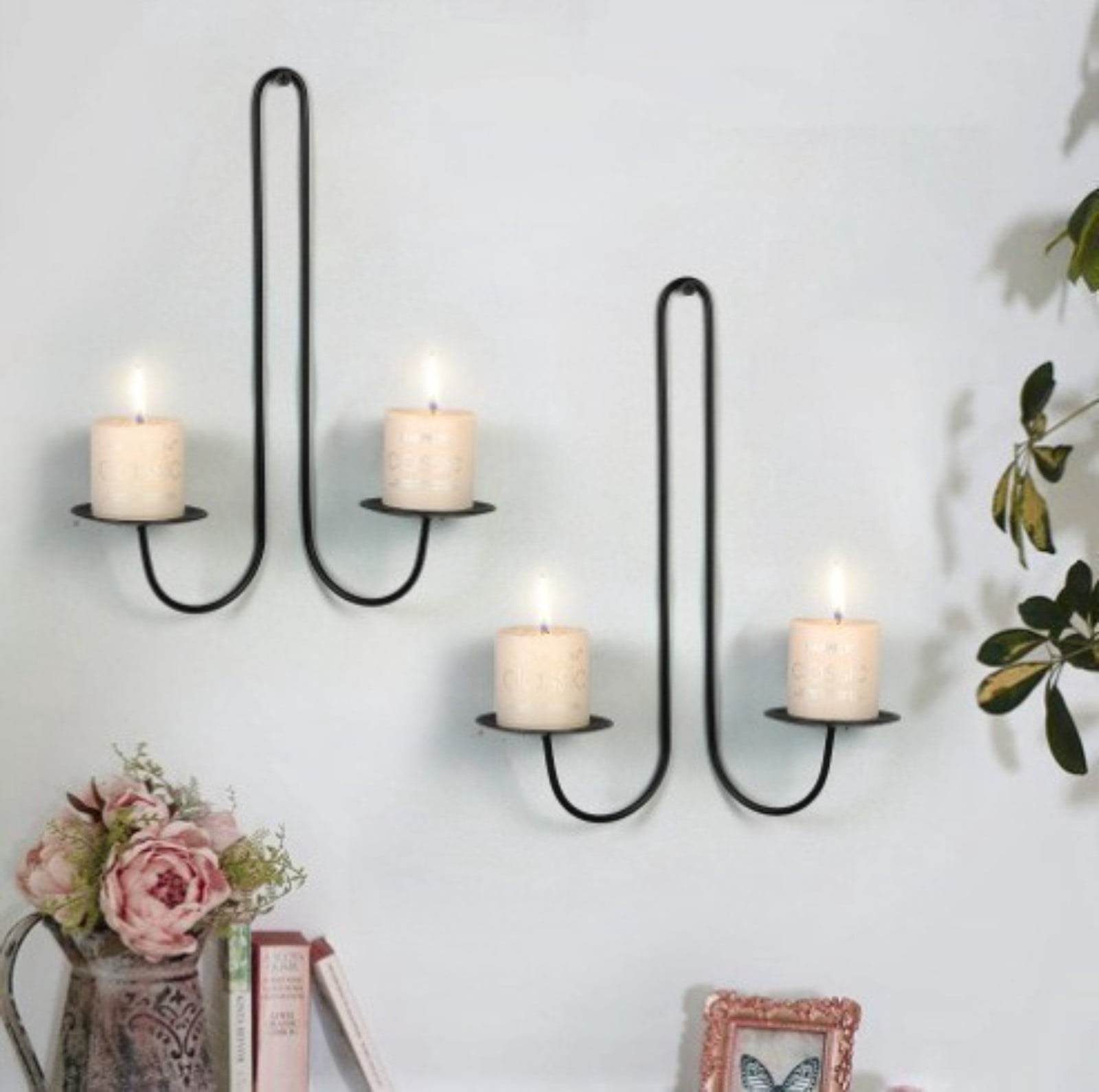 Metal Sconces Wall Decor Set 3.23x11.22Inch 2025 Wall Candle Holder ...