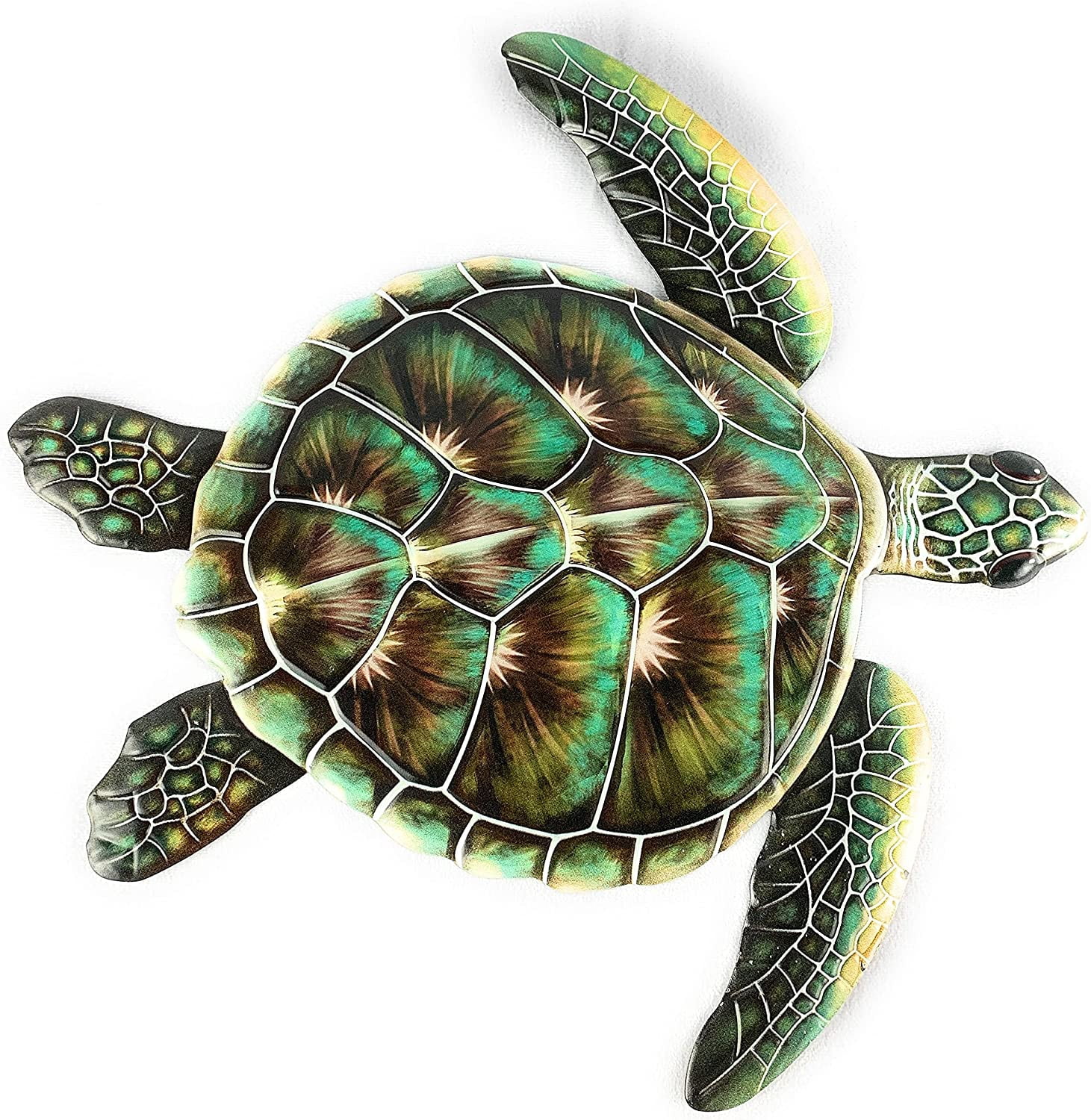 Metal Sea Turtle Green Indoor Outdoor Wall Art Plaque Sculpture Mount ...