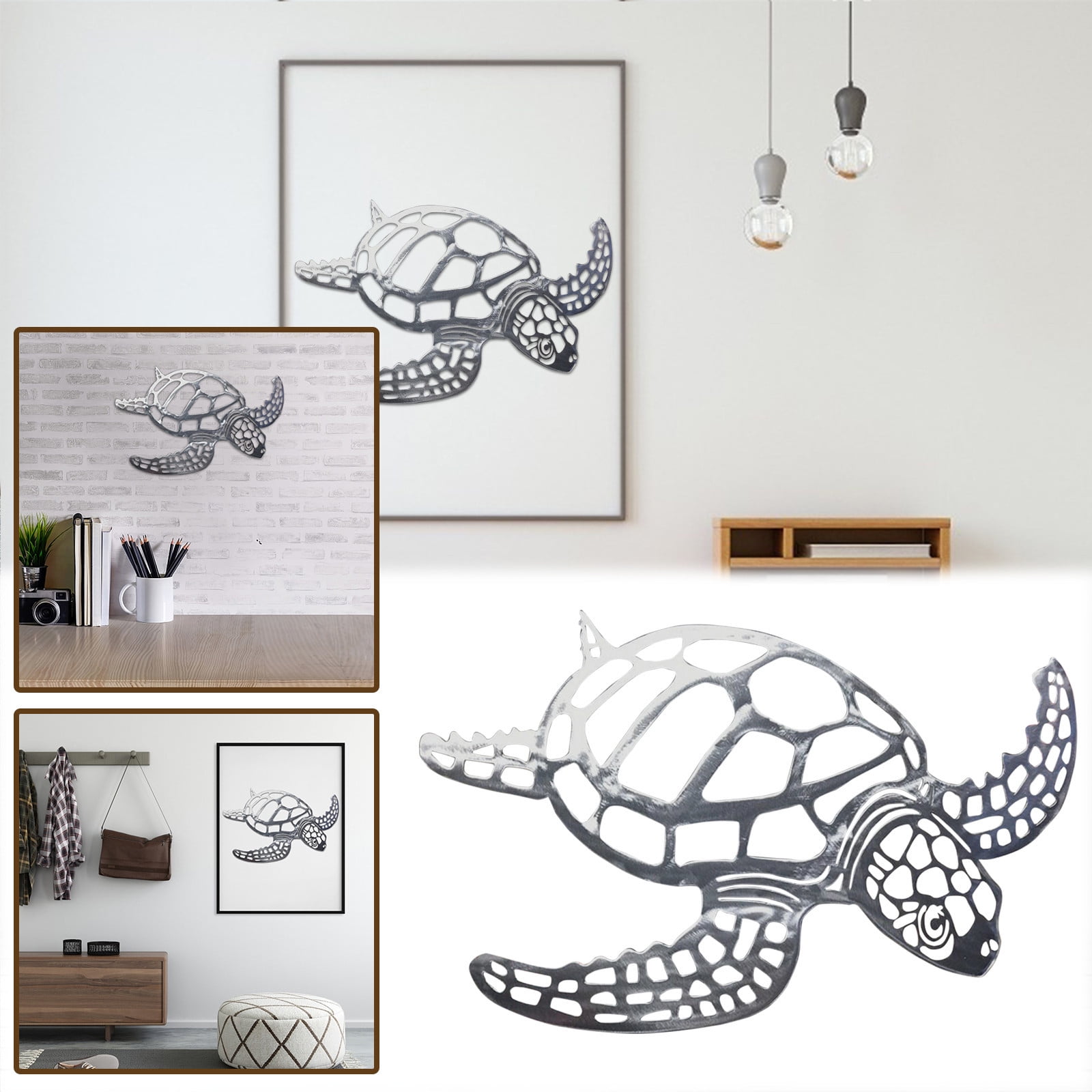 Metal Sea Turtle Wall Art Ocean Themed Ornament for Indoor Living Room ...