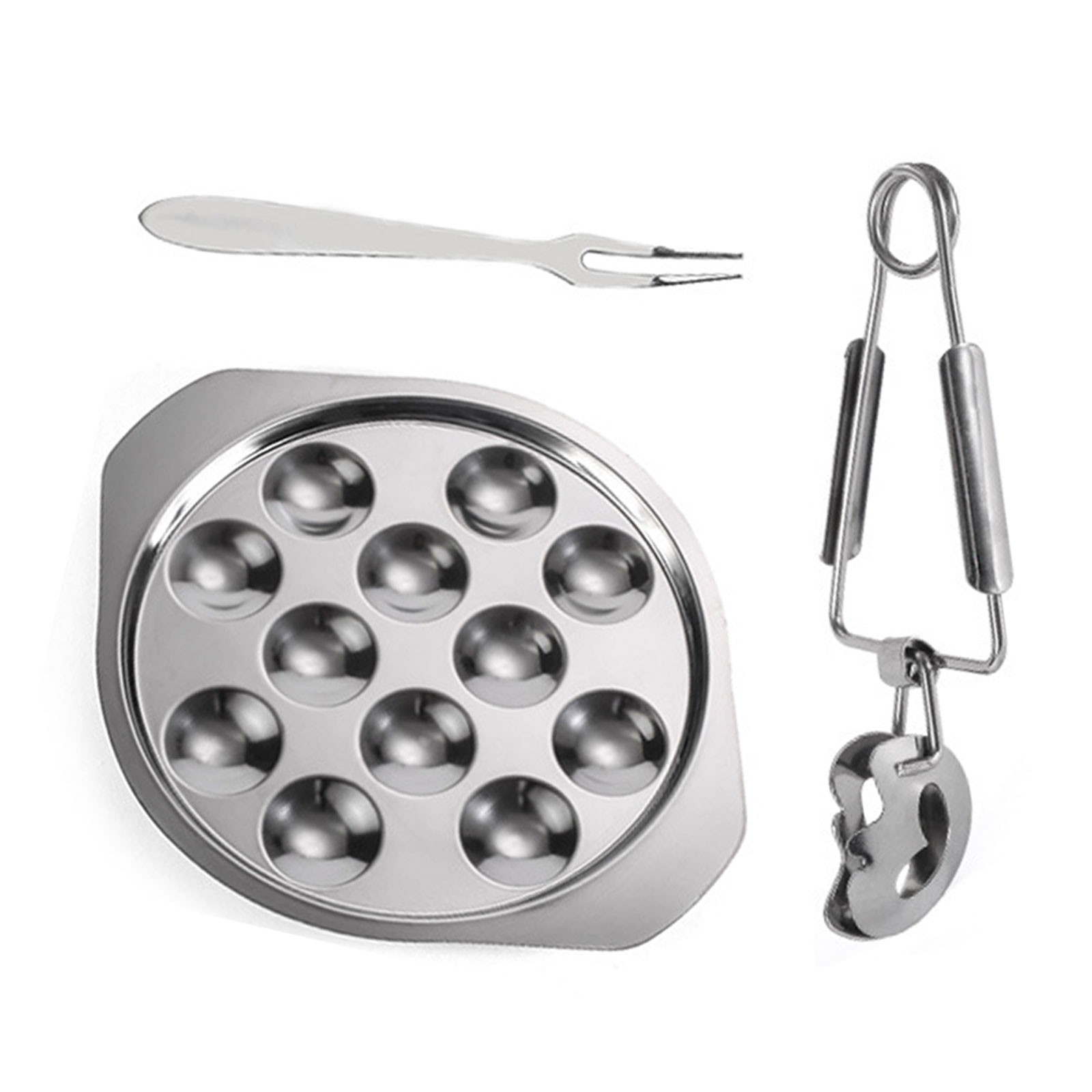 Metal Seafood Utensils Stainlesss Steel Escargots Dish and Tongs Set ...