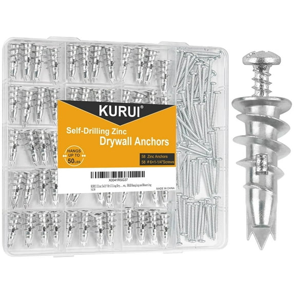 Metal Self Drilling Drywall Anchors, 116PCs Shatter-Resistant Wall ...