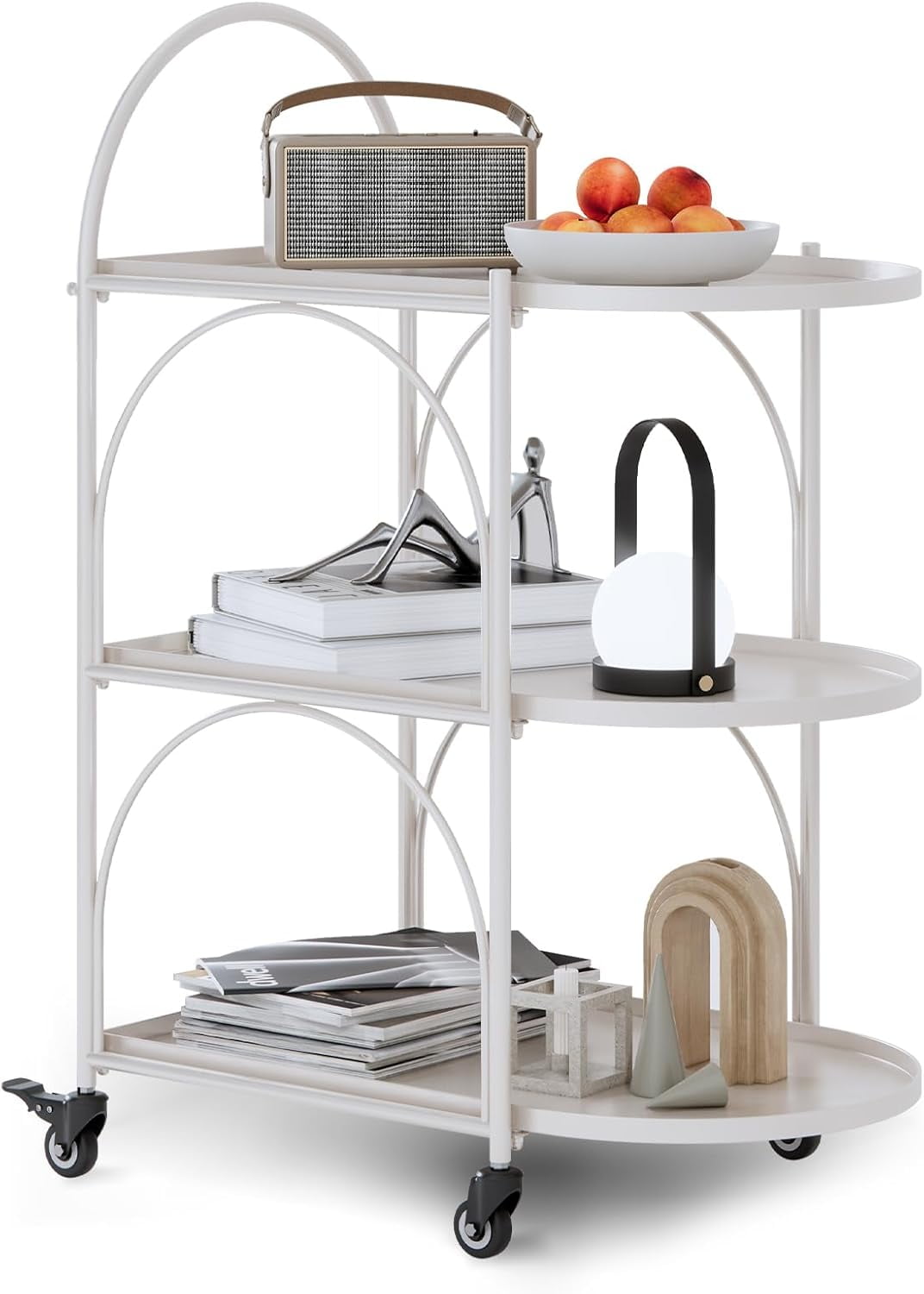 Metal Serving Cart, Bar Cart for Home, Drink Cart with Lockable Wheels ...