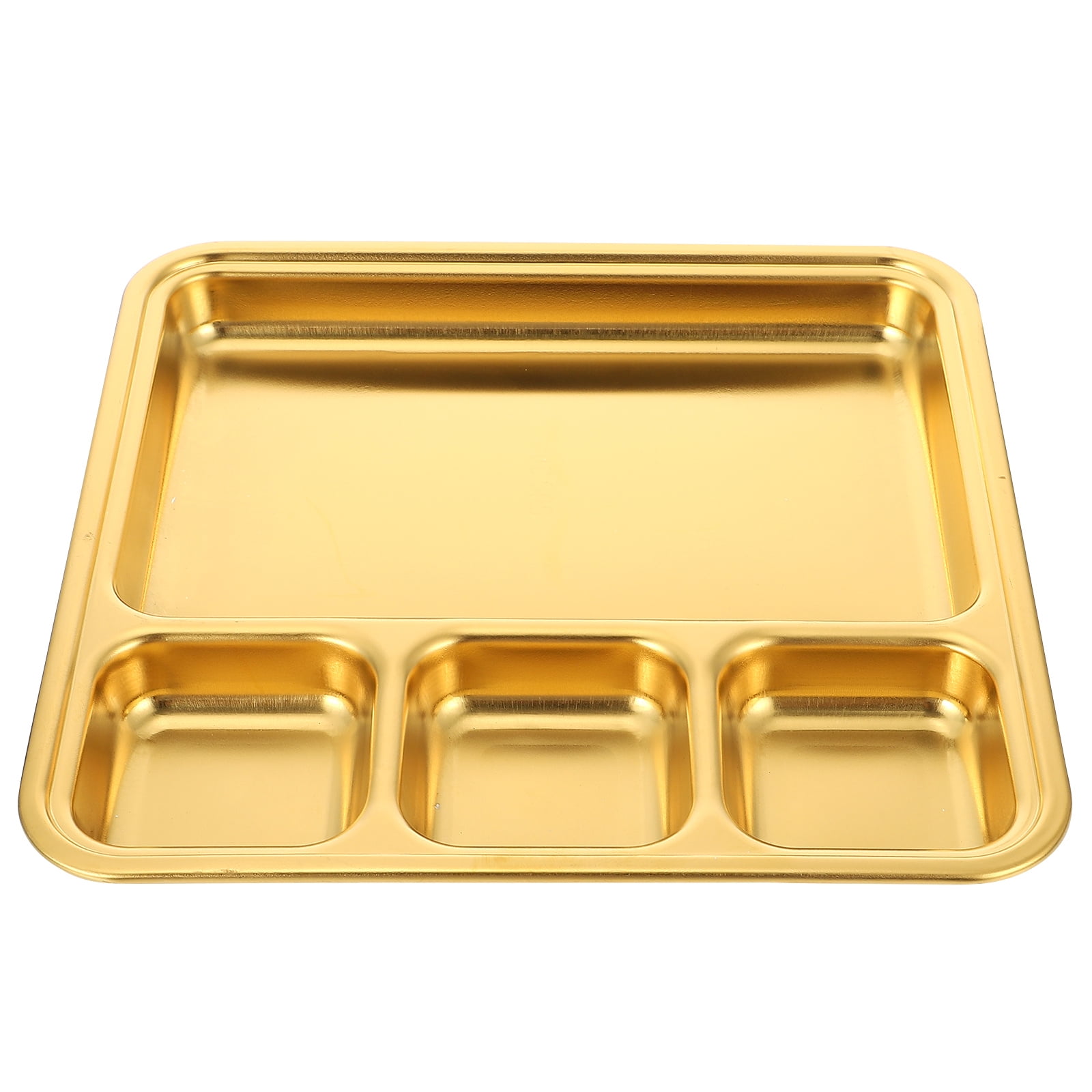 Metal Serving Tray Stainless Steel Grid Portion Control Plate Diet Food ...