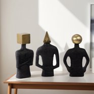 27" x 8" Gold Metal Thinking People Sculpture with Balancing Ladder, by ...