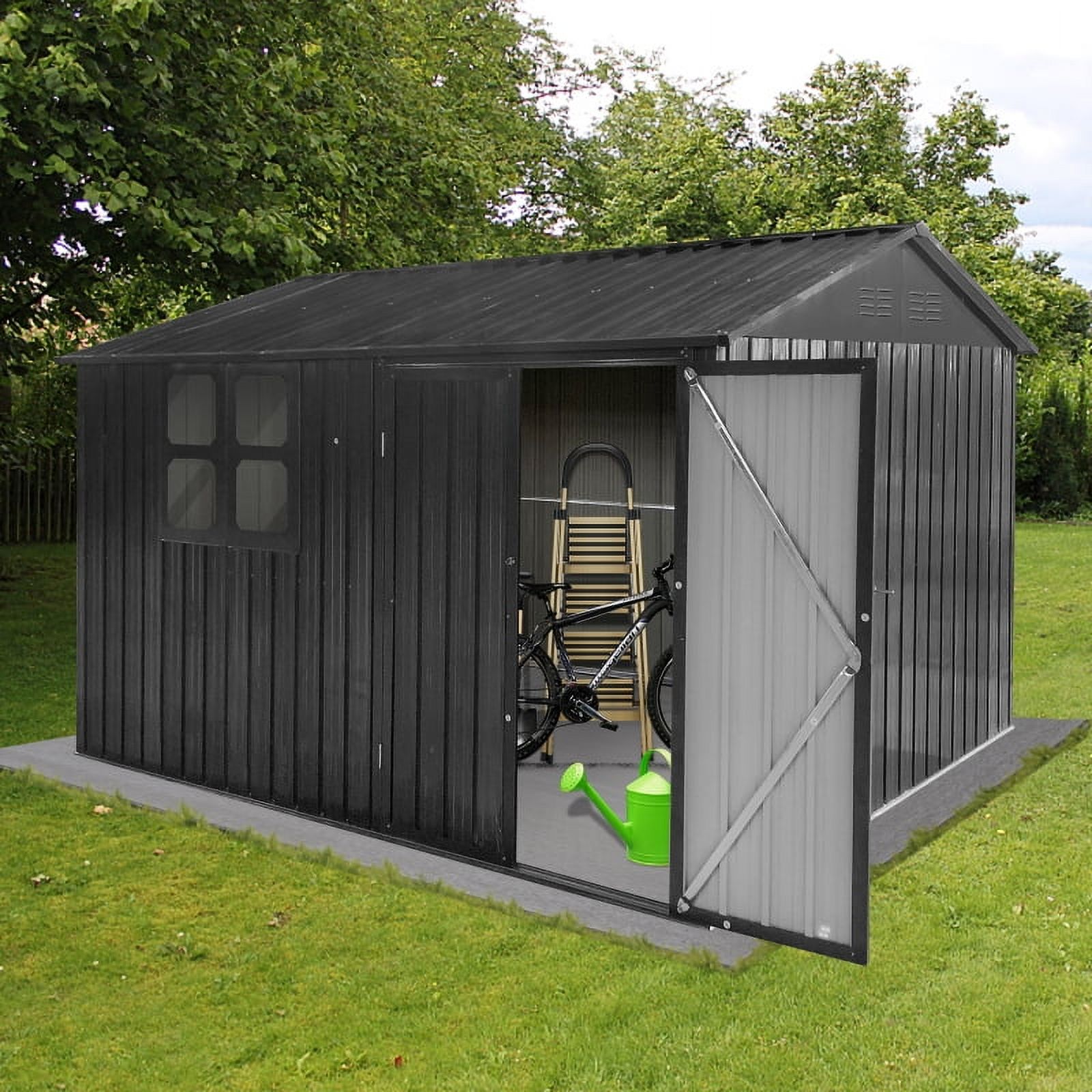 Metal Shed 10x8 FT Outdoor Storage Shed with Window & Vents, Lockable ...