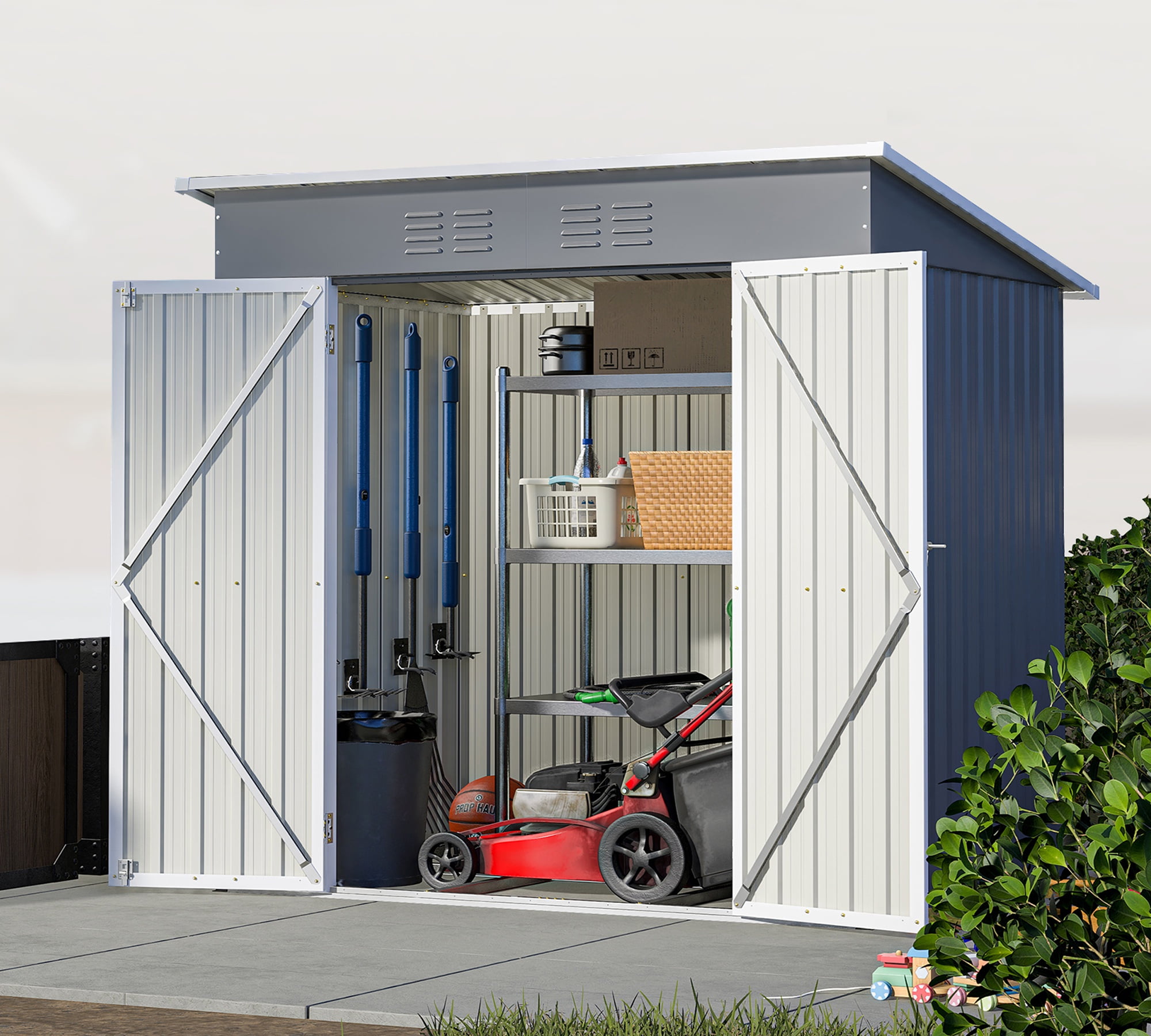 Seizeen Outdoor Waterproof Storage Shed, Resin with Plastic Floor ...