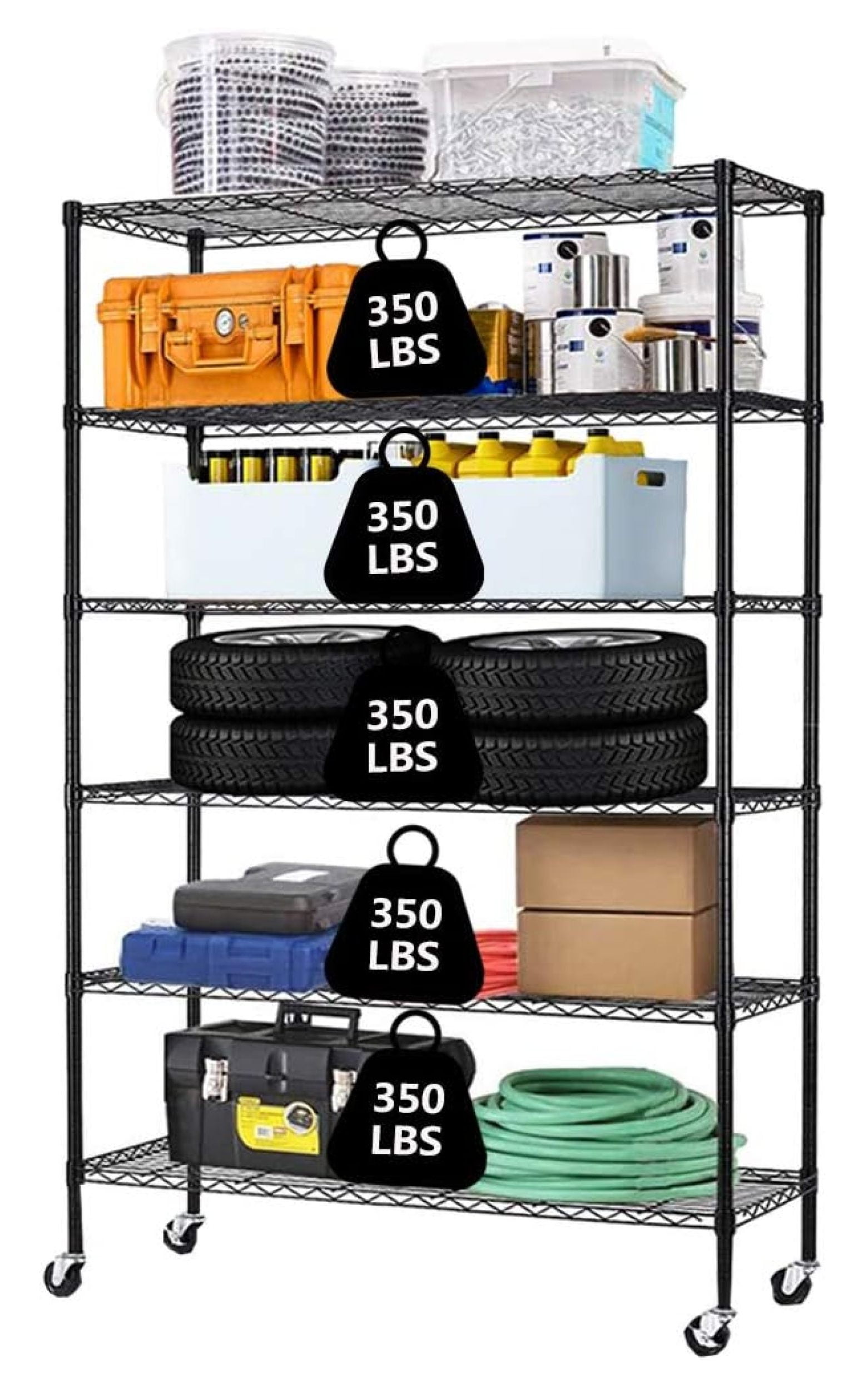Metal Shelf 6 Tier Wire Shelving Unit with Wheels,Heavy Duty Storage ...