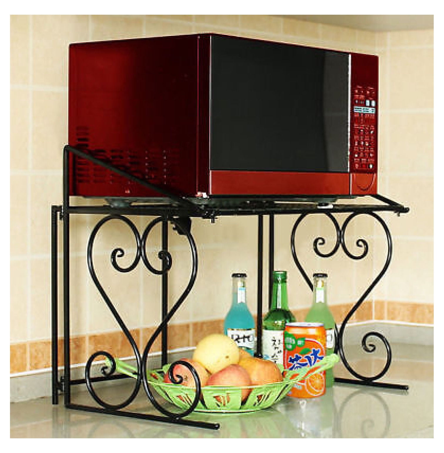 Metal Shelf Microwave Oven Rack Kitchen Organizer Counter Cabinet ...