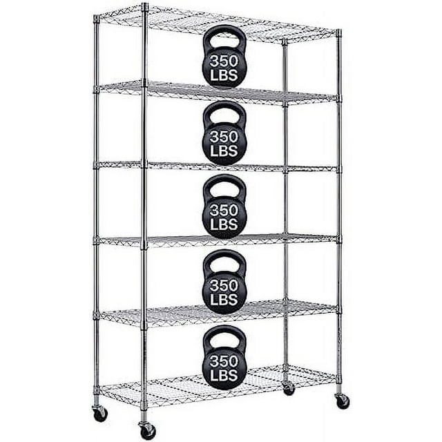 Metal Shelves 6 Layer Wire Shelving on Wheels Heavy Duty Metal Rack Utility Shelves 48" NSF ...