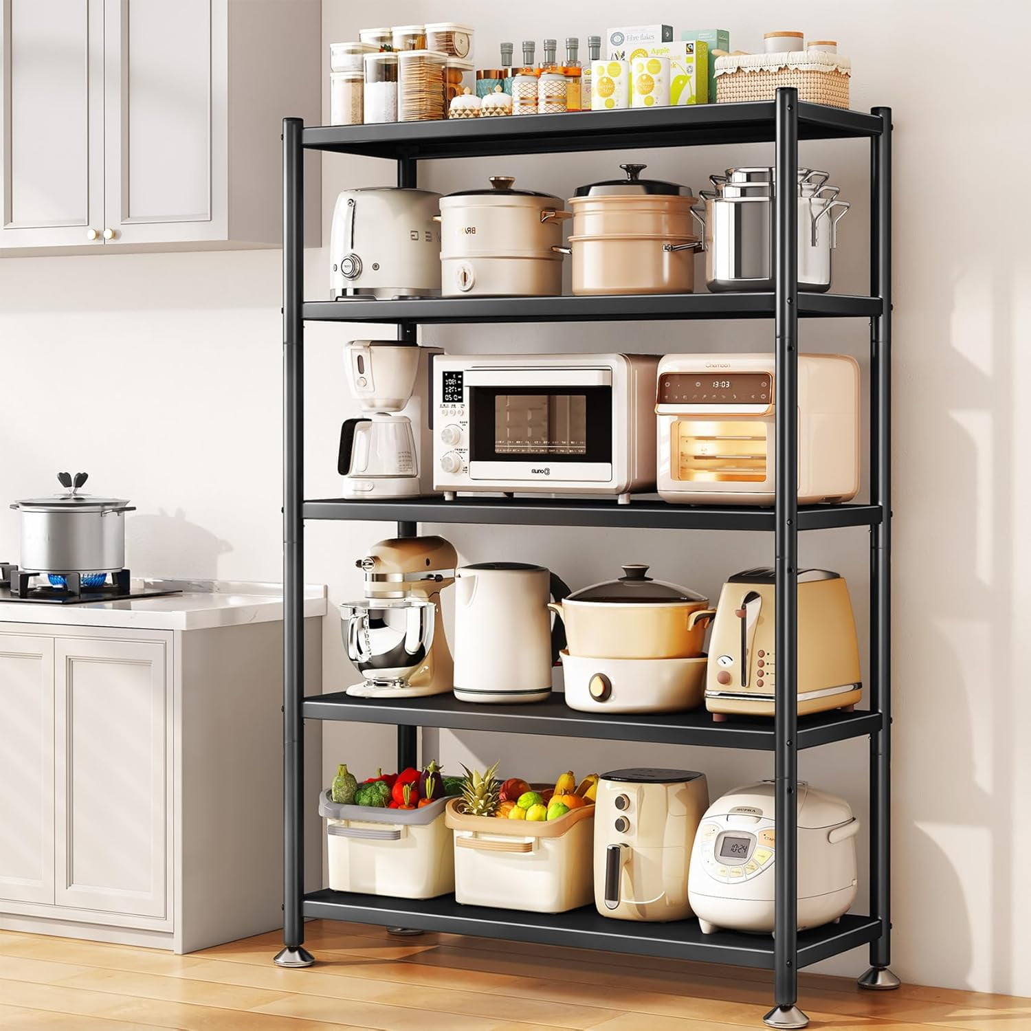 Metal Shelving for Storage, 5 Tier Adjustable Kitchen Storage Shelves ...