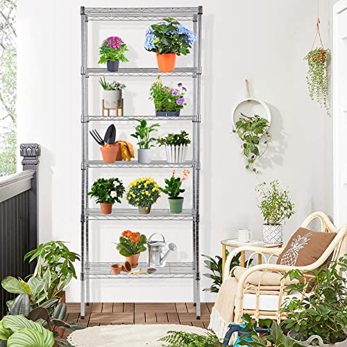 Metal Shelving Unit Detachable Storage Rack with 8 Leveling Feet ...
