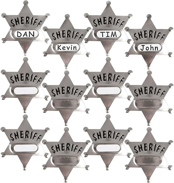 Metal Sheriff Badges - (Pack of 24) Silver Star Name Badges with ...