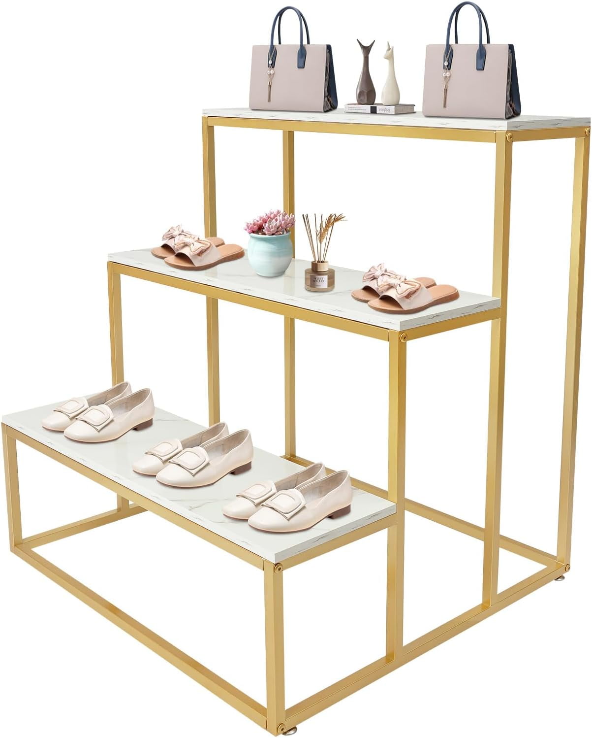 Metal Shoe Handbag Display Stand, 3-Tier Industrial Retail Display ...