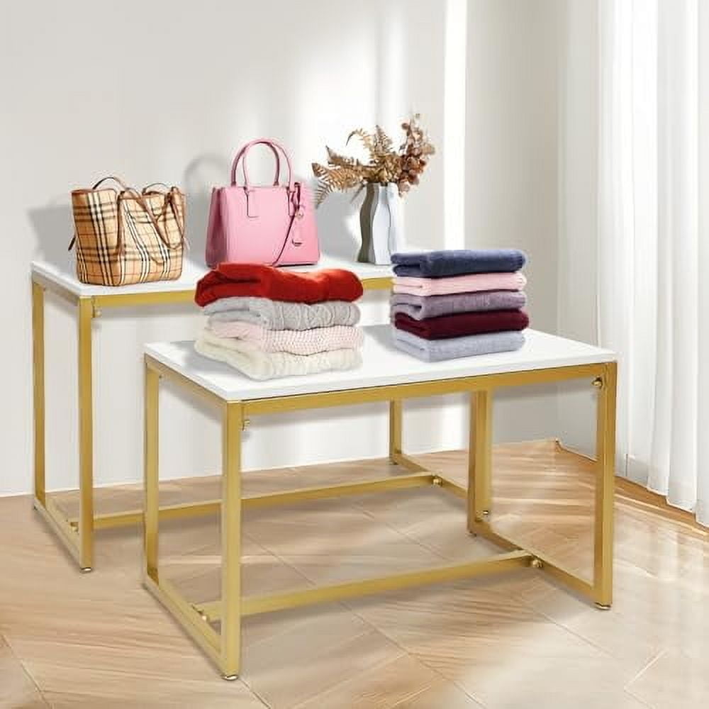 Metal Shoe Handbag Display Stand, Heavy Duty Nesting Tables 2 Piece Set ...