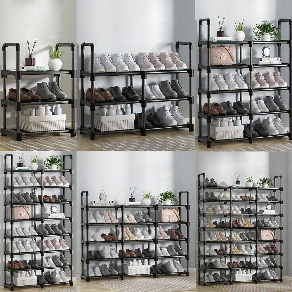 Metal Shoe Rack Shelf Adjustable Entryway Stackable Storage Organizer 3 ...