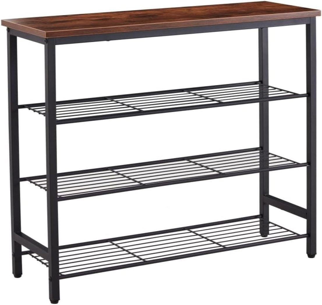 Metal Shoe Rack Shoe Storage Shelf Shoe Stand,Shoe Bench with MDF Top ...