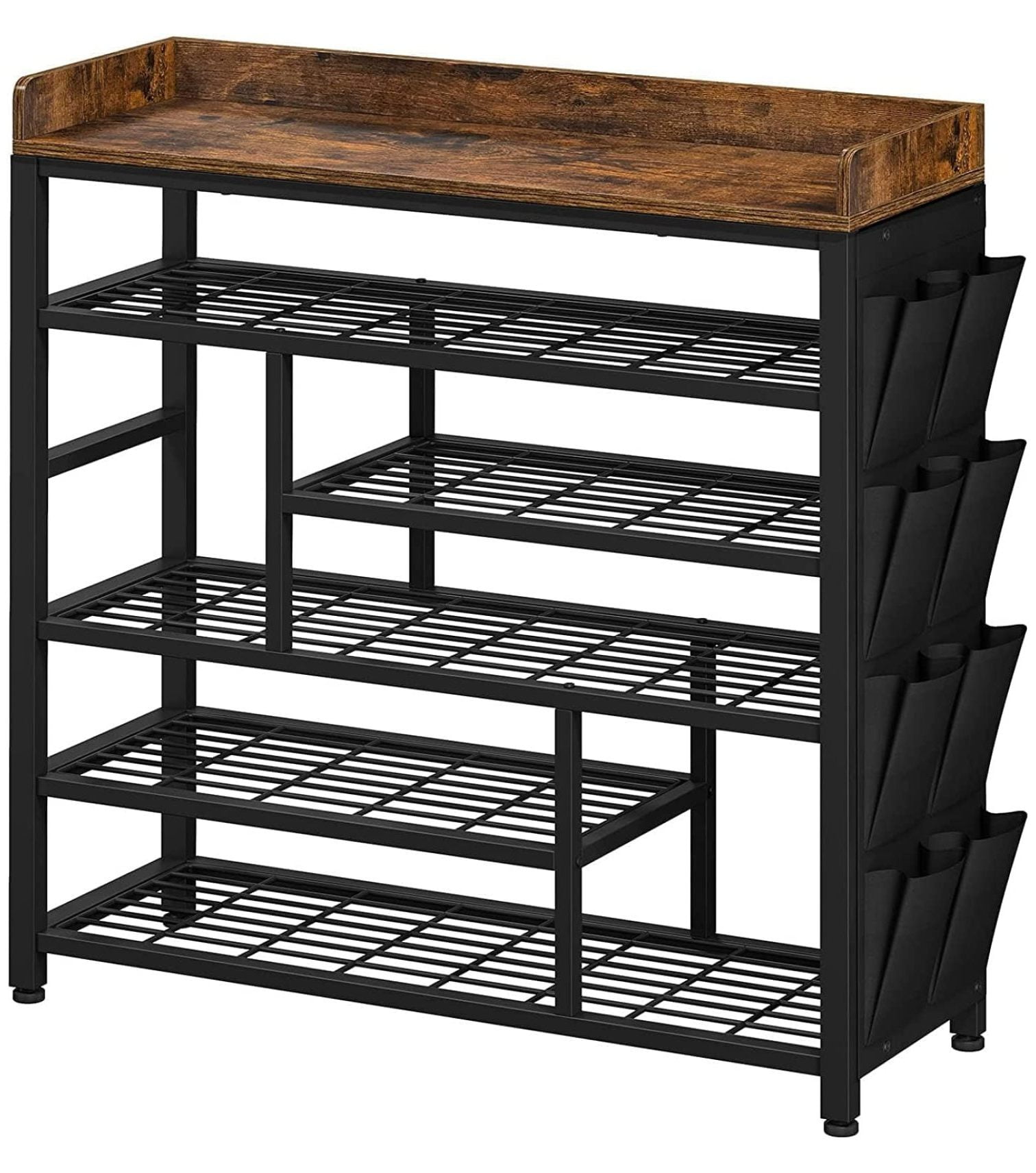 Metal Shoe Rack for Entryway with Boots Storage for 22 Pairs Wood Shoes ...