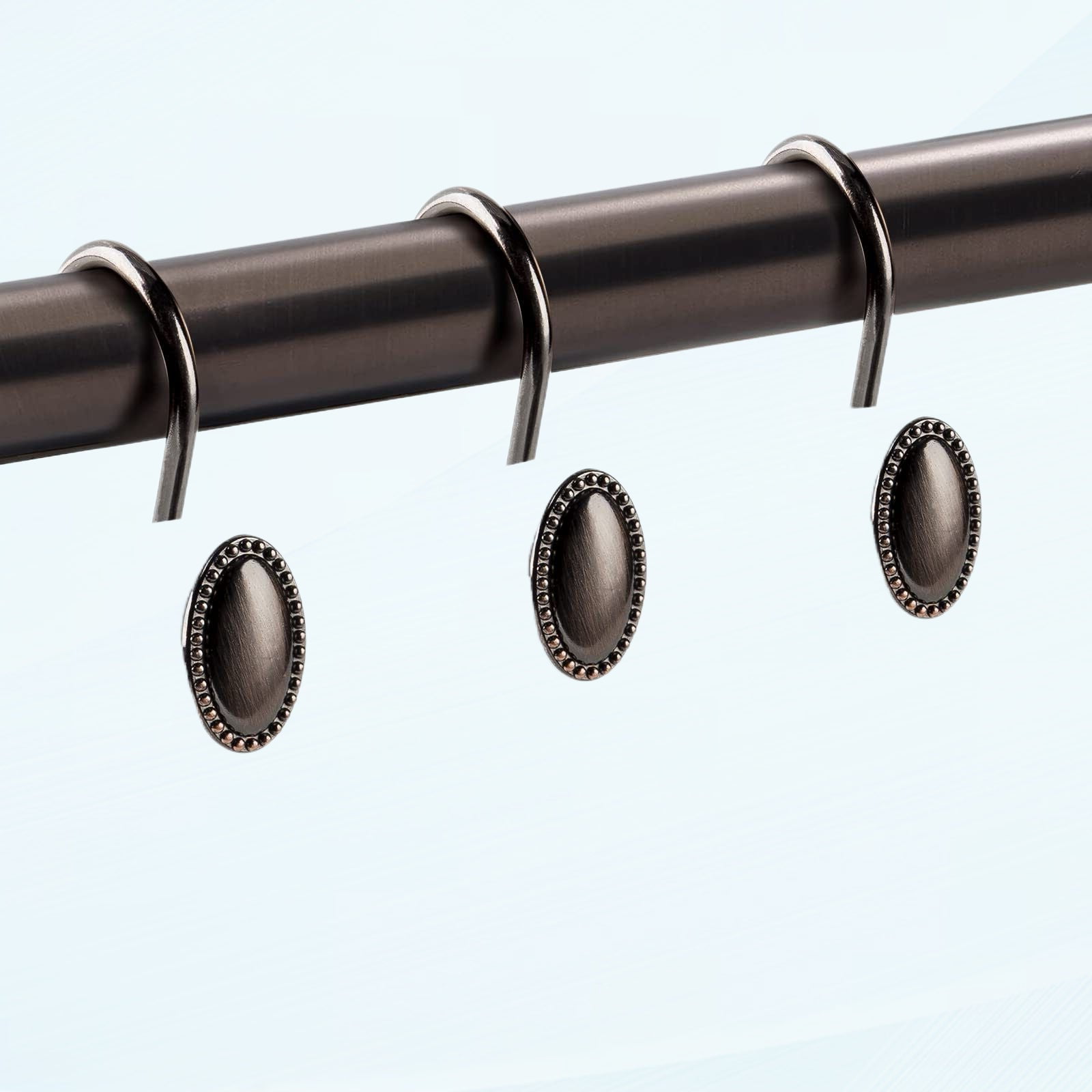 Metal Shower Curtain Hooks, Oil-Rubbed Bronze Decorative Shower Curtain ...